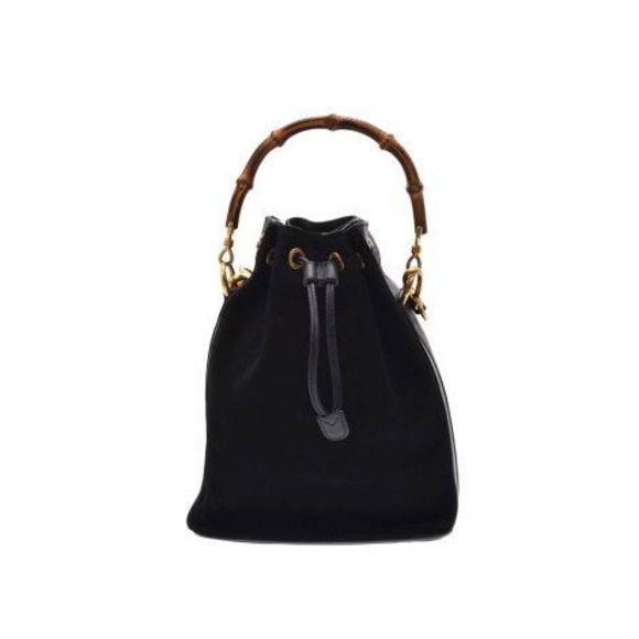 Gucci | Bags | Gucci Bamboo Drawstring Handbag Suede Black | Poshmark